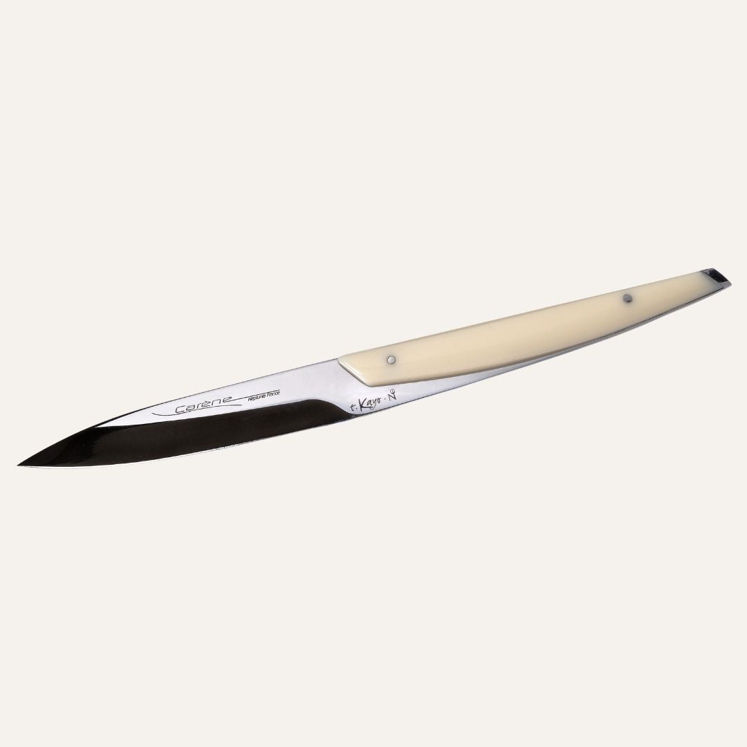Couteau Carène Manche nacrine beige et lame acier suédois 14C28 ...
